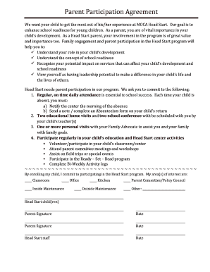 Fillable Online Parent Participation Agreement Fax Email Print - pdfFiller