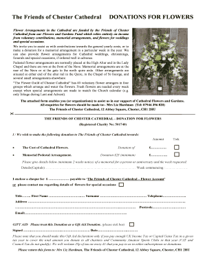 Fillable Online Flower Donation Form - Chester Cathedral Fax Email ...