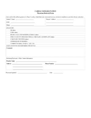 Fillable Online ech CARDIAC REHABILITATION Physician Referral Form Fax ...