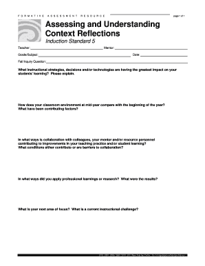 Fillable Online Assessing and Understanding Context Reflections ...