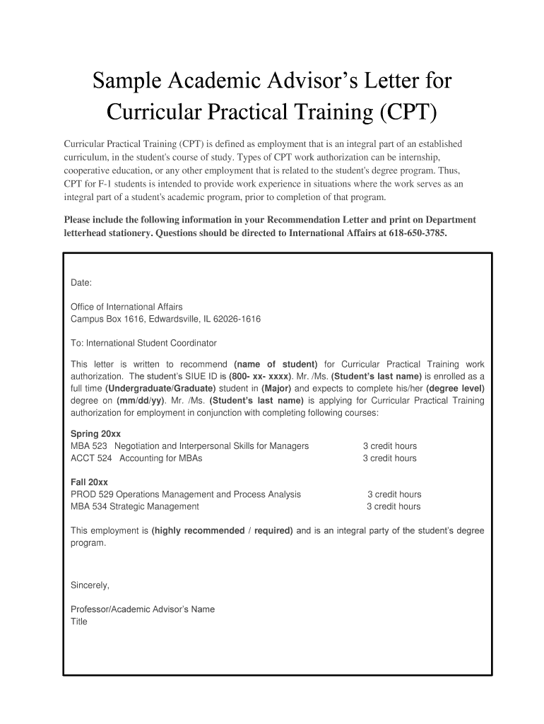 Fillable Online Sample Academic Advisors Letter for Fax Email Print ...