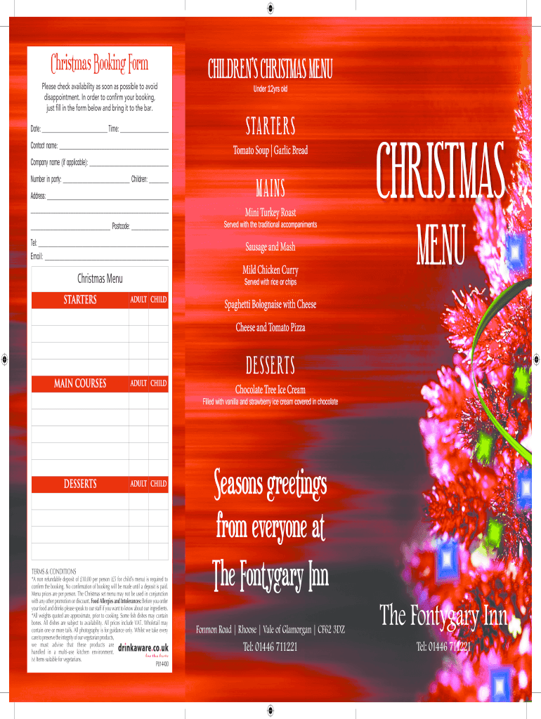 Fillable Online files site-fusion co Christmas Booking Form ChIldrENS ...