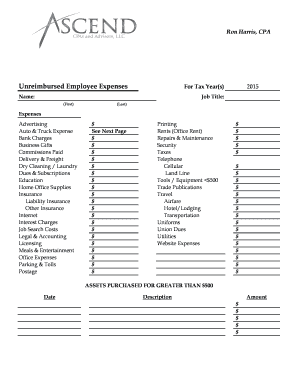 Fillable Online Unreimbursed Employee Expenses - bascendcpasbbcomb Fax ...