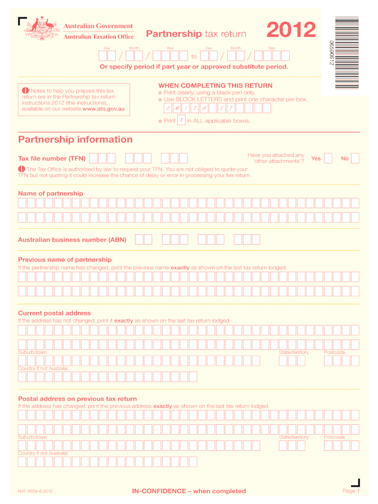 Fillable Online Partnership tax return Month Year Day Month Year to Or ...