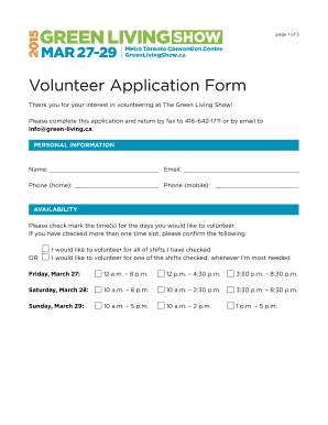 Fillable Online greenlivingshow 2015 GREEN LIVING SHOW page 1 of 3 MAR ...