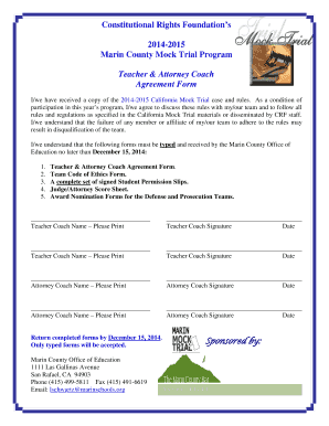 Fillable Online Marin County Mock Trial Program Fax Email Print - pdfFiller
