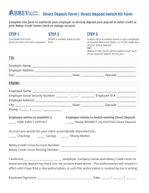 Fillable Online Direct Deposit Form Direct Deposit Switch Kit Form STEP ...