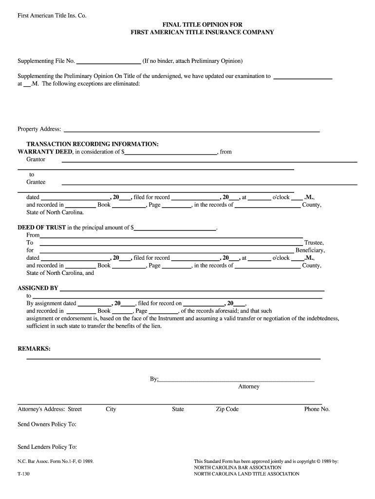 Fillable Online First American Title Ins - Master Title Agency Fax ...