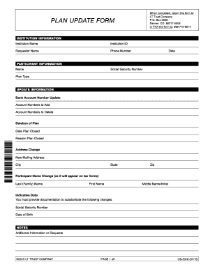 Fillable Online LT Trust Company PLAN UPDATE FORM Fax Email Print ...