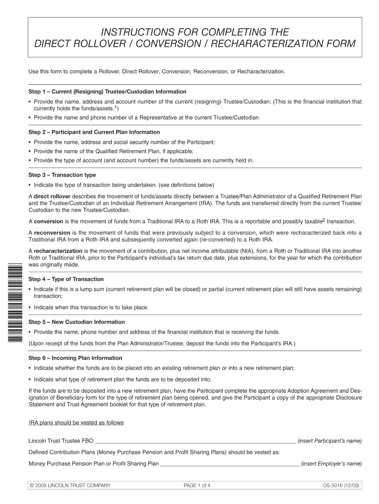 Fillable Online DIRECT ROLLOVER CONVERSION RECHARACTERIZATION FORM Fax ...