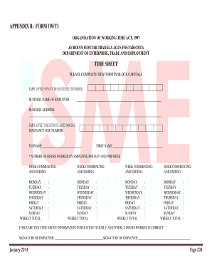 Fillable Online isme APPENDIX B FORM OWT1 - Home ISME - isme Fax Email ...