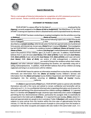 Fillable Online Declaration of Probable Cause (Sample) - Drug ...