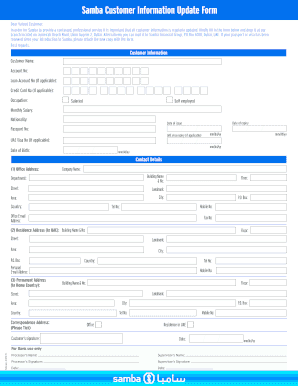 Fillable Online BSambab Customer Information Update Form Fax Email ...