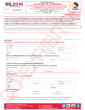 Fillable Online Download sil 2016 co-exhibitiors form Fax Email Print ...