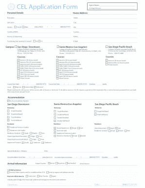Fillable Online englishcollege co CEL Application Form - College of ...