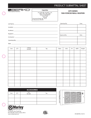 Fillable Online PRODUCT SUBMITTAL SHEET - bmarleymepbbcomb Fax Email ...