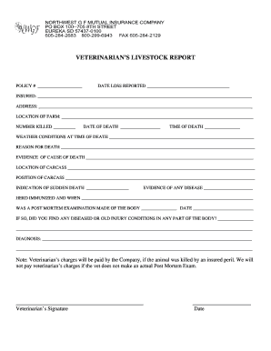Fillable Online VETERINARIANS LIVESTOCK REPORT - NWGF Fax Email Print ...