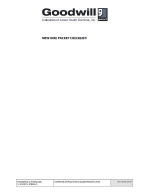 Fillable Online NEW HIRE PACKET CHECKLIST - gwlsc-hrcom Fax Email Print - pdfFiller