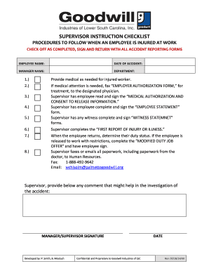 Fillable Online SUPERVISOR INSTRUCTION CHECKLIST - gwlsc-hrcom Fax ...