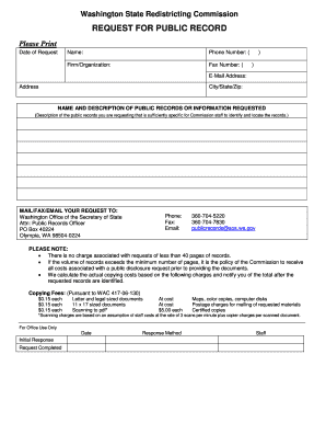 Fillable Online Request for Public Record - Washington State ...