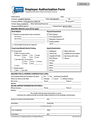 Fillable Online Employer Authorization Form - gwlsc-hrcom Fax Email ...
