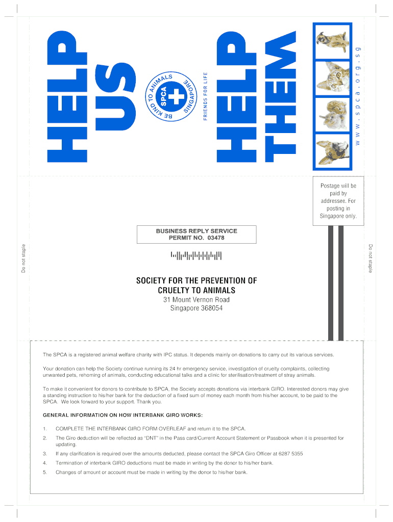 Fillable Online spca org Do not staple Do not stapl e SOCIETY FOR THE ...