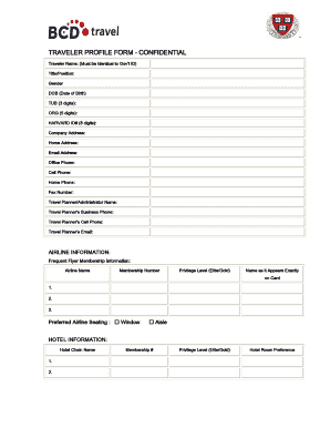 Fillable Online TRAVELER PROFILE FORM - CONFIDENTIAL Fax Email Print ...