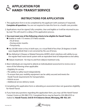 Fillable Online Application for handi-transit service - Winnipeg ...