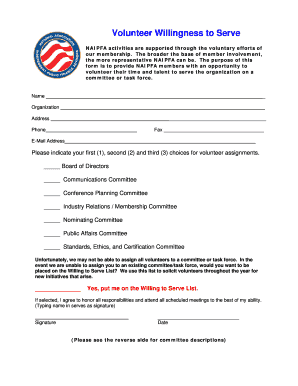 Fillable Online Willingness to serve form - bNAIPFAb Fax Email Print ...