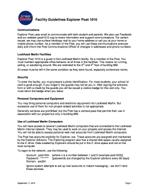 Fillable Online post1010 Facility Guidelines Explorer Post 1010 ...