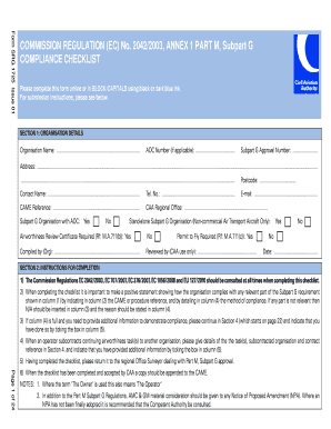 Fillable Online SRG 1725 - Commission Regulation EC No 20422003 Annex 1 ...
