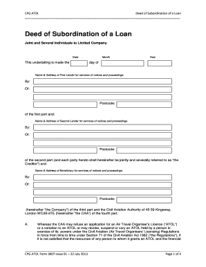 Fillable Online Deed of Subordination of a Loan Fax Email Print - pdfFiller