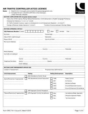 Fillable Online AIR TRAFFIC CONTROLLER LICENCE - publicappscaacouk Fax ...