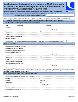 Fillable Online Application for the issue of or a change to a BCAR ...