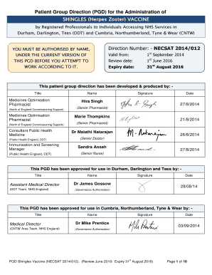 Fillable Online sunderlandccg nhs Patient Group Direction for the ...