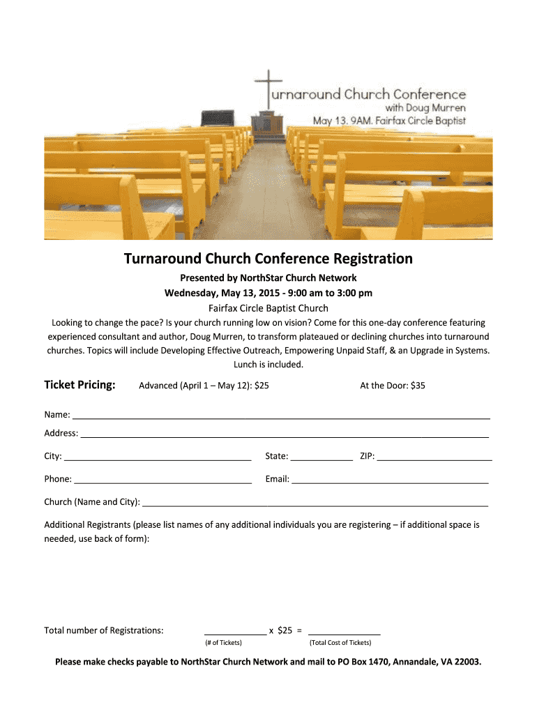 Fillable Online Turnaround Church Conference Registration Fax Email ...