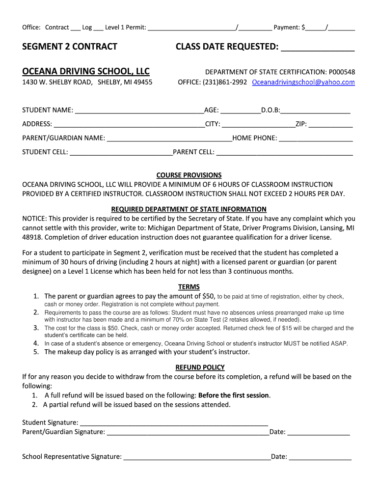 Fillable Online Office: Contract Log Level 1 Permit: / Payment: $/ Fax ...