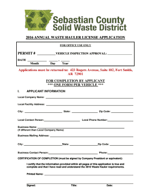 Fillable Online eccopartners Waste Hauler bPermitb Application ...