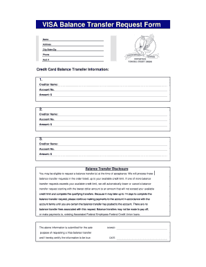 Fillable Online Visa balance transfer form - bafefcubbcomb Fax Email ...