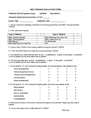 Fillable Online SBO TRAINING EVALUATION FORM Fax Email Print - pdfFiller