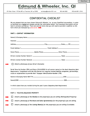 Fillable Online Confidential Checklist Electronic - Edmund amp Wheeler ...