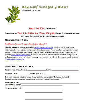 Fillable Online Kayak Workshop Registration Form Fax Email Print ...