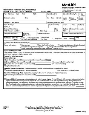 Fillable Online MetLife Voluntary Short Term Disability Insurance Cost ...