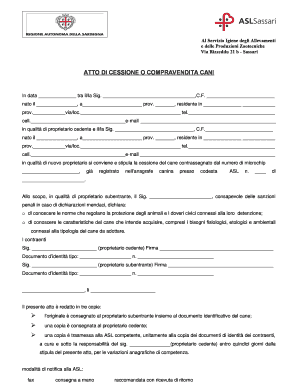 Compilabile Online comune sassari ATTO DI CESSIONE O COMPRAVENDITA CANI ...