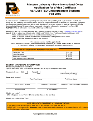 Fillable Online princeton Princeton University Davis International ...