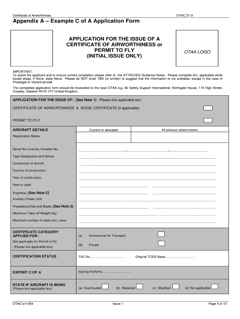 Fillable Online Certificate of Airworthiness Fax Email Print - pdfFiller
