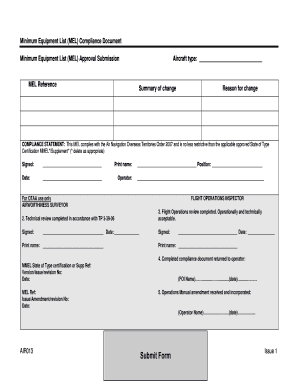 Fillable Online airsafety Minimum Equipment List MEL Compliance ...