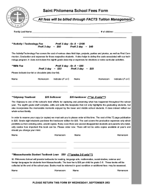 Fillable Online saintphilomena Saint Philomena School Fees Form ...