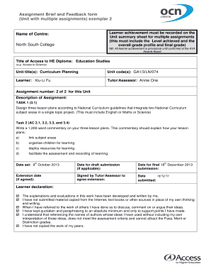 Fillable Online Assignment Brief and Feedback form Fax Email Print ...