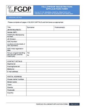 Fillable Online A FELLOWSHIP REGISTRATION APPLICATION FORM Fax Email ...